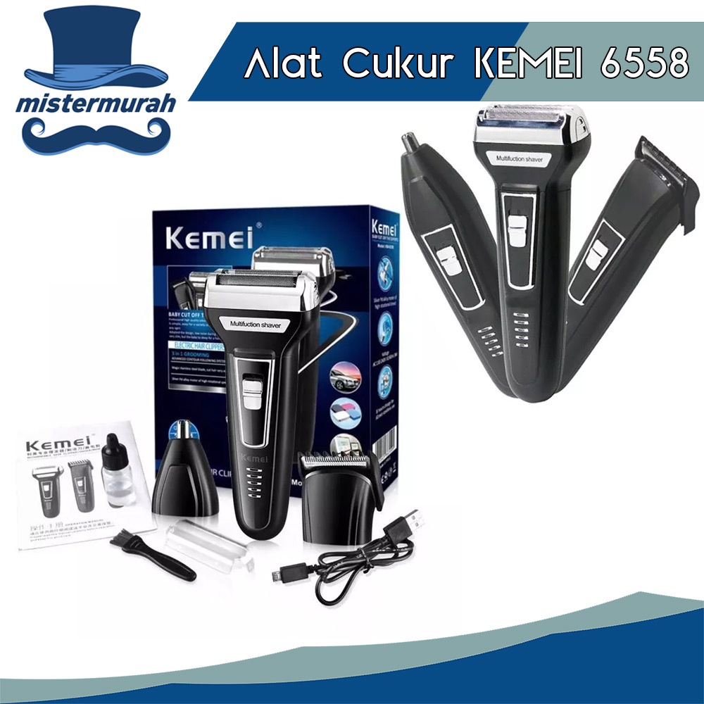 Jual Kemei 6558 Hair Clipper Shaver Trimmer Wireless 3 in 1 Alat Mesin Cukur Rambut Jenggot ...