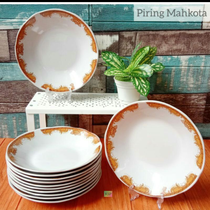 Jual Piring Keramik /Piring motif cantik mahkota 12pcs/6pcs | Shopee ...