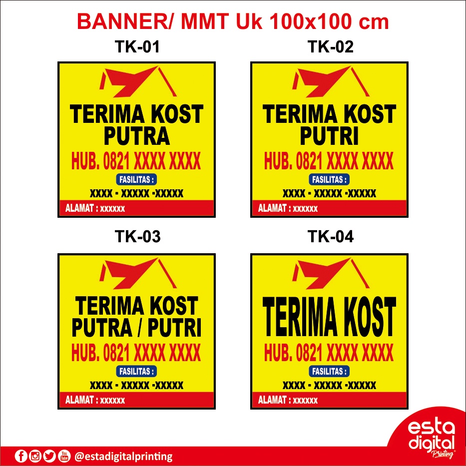Jual SPANDUK BANNER MMT TERIMA KOST PUTRA PUTRI free desain | Shopee ...