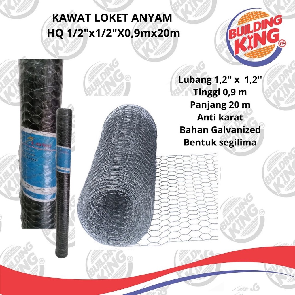 Jual Ram Kawat Ayam Anyam Galvanis 1/2" Per Rol 20 m Hexagonal Wire ...
