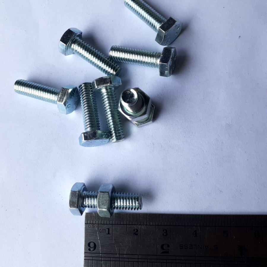 Jual BAUT MUR M6 X 20 PUTIH BMP M6X20 PANJANG 2CM 2 CM KUNCI 10 GALVANIZ GALVANIS | Shopee Indonesia
