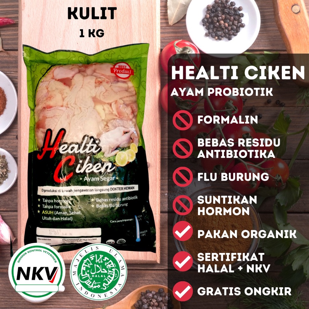 Jual HEALTI CIKEN KULIT AYAM ORGANIK PROBIOTIK HALAL NKV NON HORMON NON ...