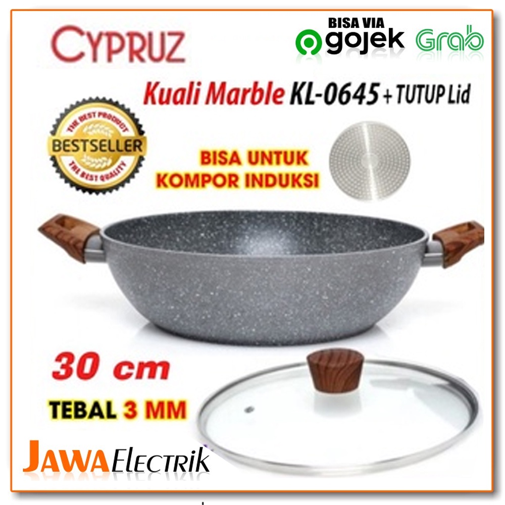 Jual CYPRUZ Kuali Marble Series Anti Lengket 30CM KL-0645 + Tutup Lid Kaca | Shopee Indonesia