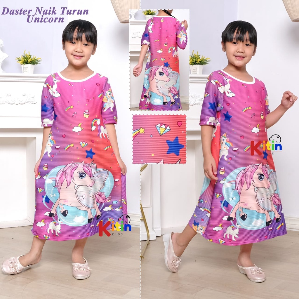 Jual GS - DRESS VIRAL NAIK TURUN MOTIF FULL PRINTING UNICORN BOBA ...