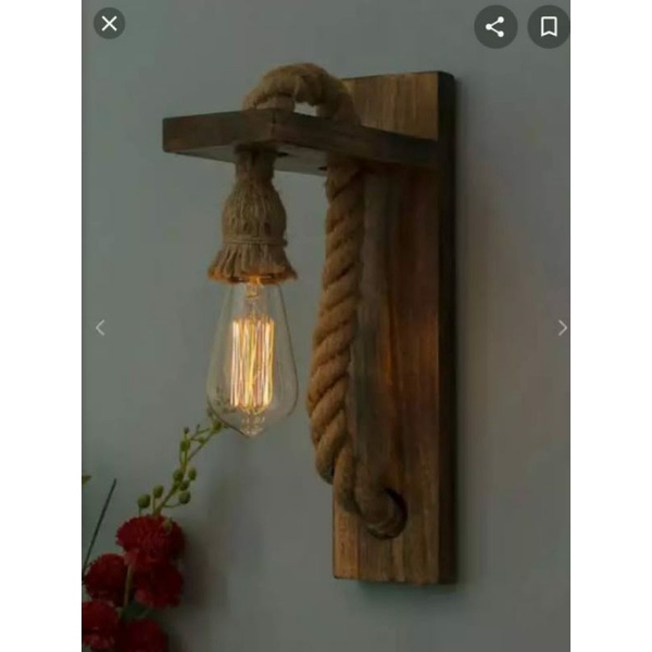 Jual Lampu hias vintage hias kayu motif Fulset Kap + Bohlam lampu ...