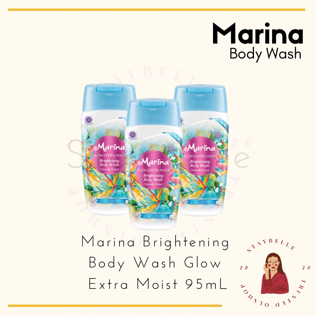 Jual Marina Brightening Body Wash Glow Extra Moist 95mL Indonesia|Shopee Indonesia