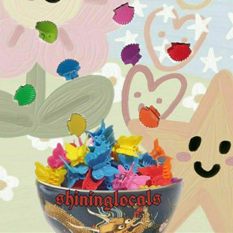 Jual baby clips ( butterfly & clams ) jepit warna warni | Shopee Indonesia