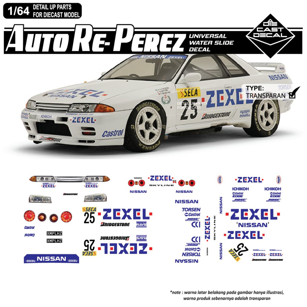 Jual Decal Hotwheels - Racing Livery - Nissan Zexel - Skyline R32 ...