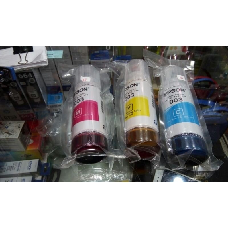 Jual tinta epson 003 lostpack original cuma biru/ merah /kuning ...