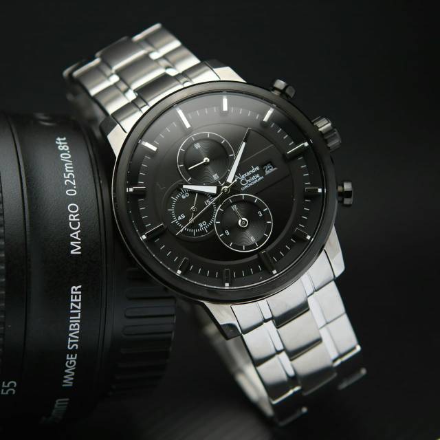 JAM TANGAN PRIA ALEXANDRE CHRISTIE AC 6323 SILVER BLACK ORIGINAL ...