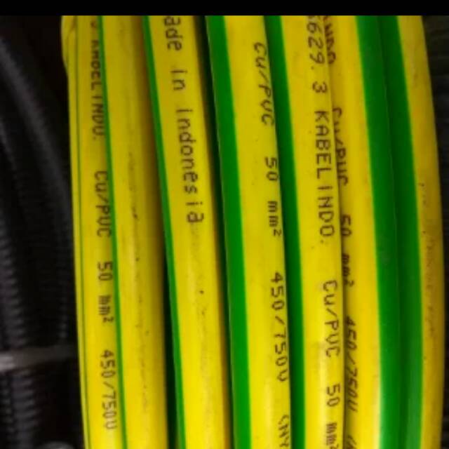 Jual kabel tunggal NYA 50mm kuning hijau Indonesia|Shopee Indonesia