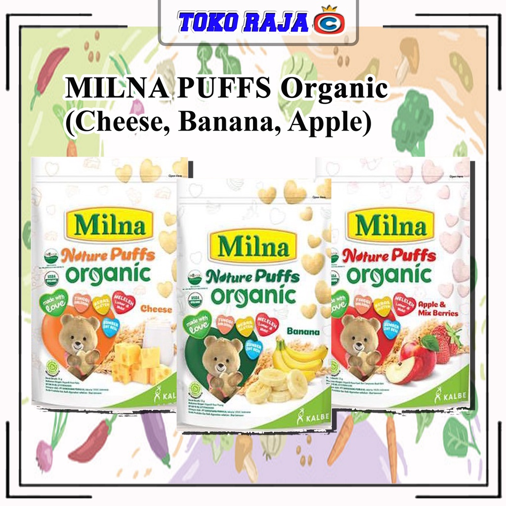 Jual Milna Puffs Organic (Cheese, Banana, Apple) | Shopee Indonesia