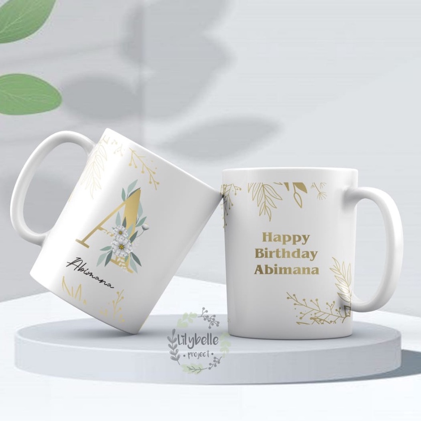 Jual Mug Inisial Huruf Mug Custom Nama Kado Ulangtahun Wisuda Wedding ...