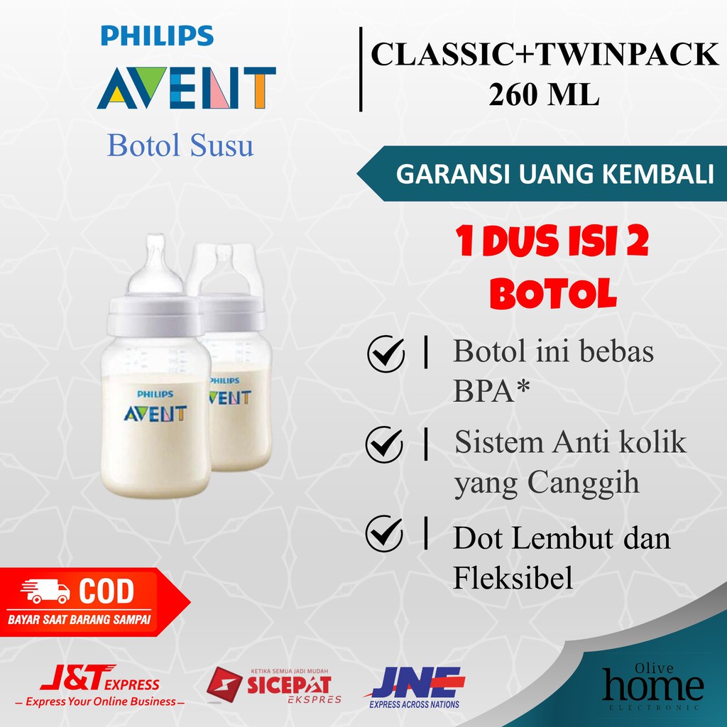 Jual Botol Susu Philips Avent Bottle Classic 2.0 Twin Pack - 260ml dot ...