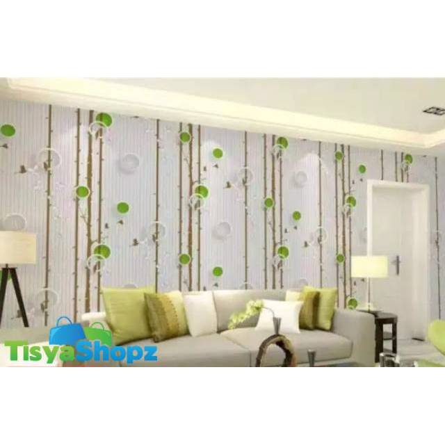 Jual Walpaper dinding uk; 45 cm x 9 Meter / Wallpaper Green bird branch | Shopee Indonesia
