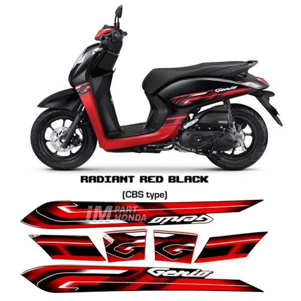 Jual Stiker Genio 2022 Merah Hitam Radiant Red Black Velg 12" Indonesia ...