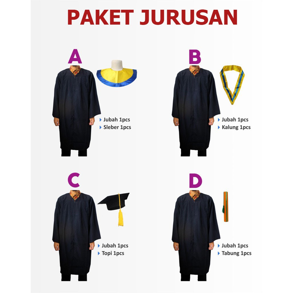 Jual TOGA WISUDA READY STOCK PAKET JURUSAN JUBAH AKSESORIS/ SLEBER ...