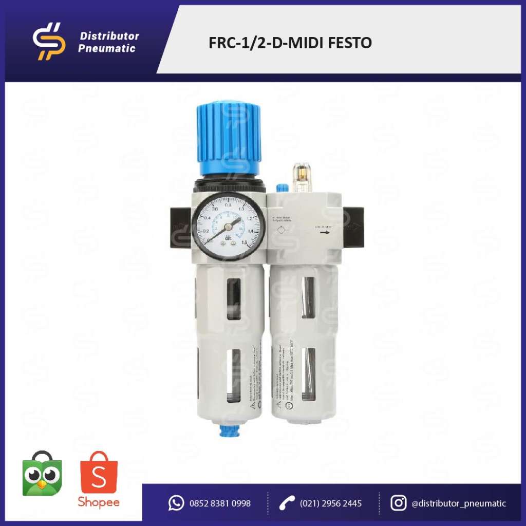Jual FRC-1/2-D-MIDI 1/2 INCH FESTO FILTER REGULATOR LUBRICATOR | Shopee ...