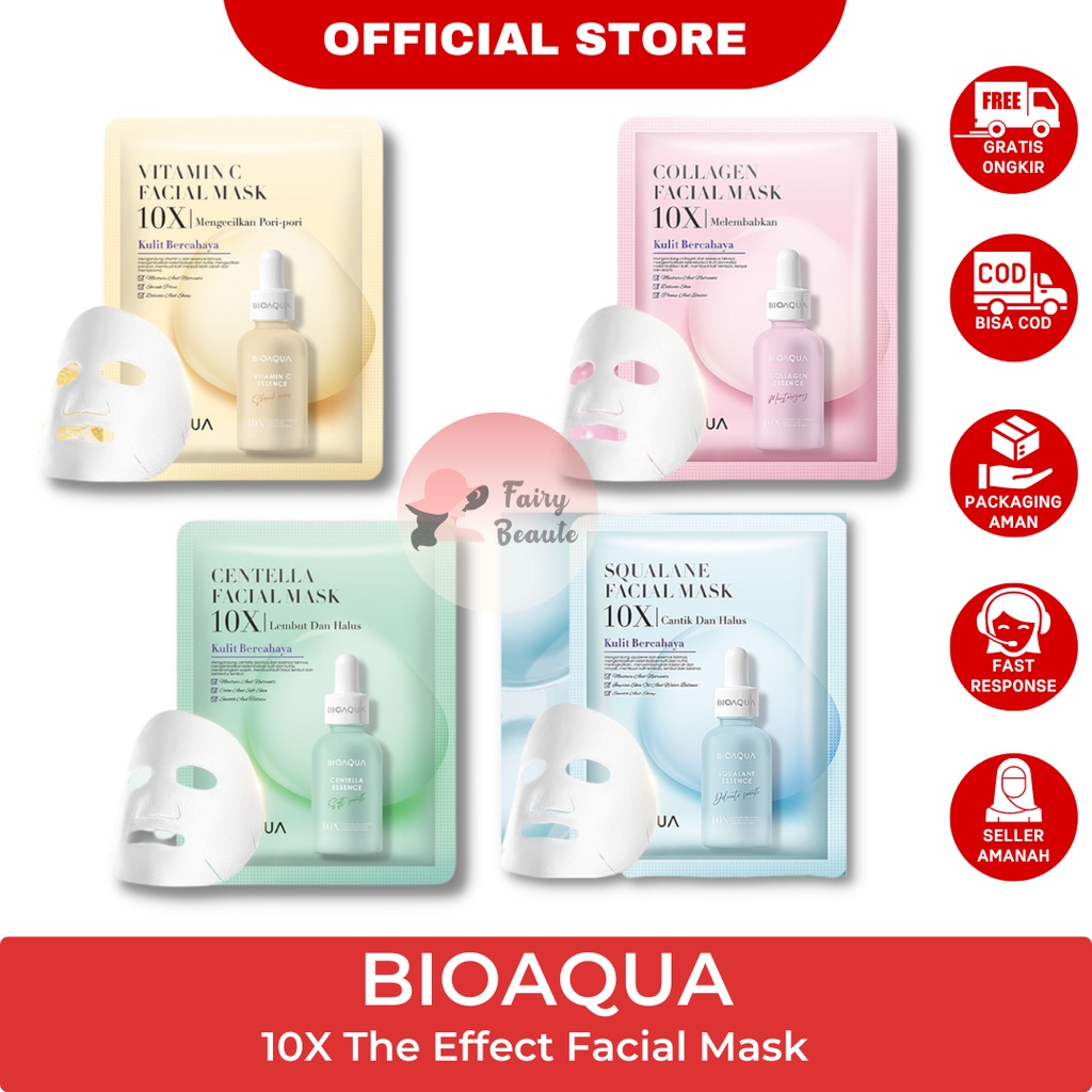 Jual BIOAQUA Sheet mask 10X The Effect masker wajah Whitening / Anti-Aging / Repair ...