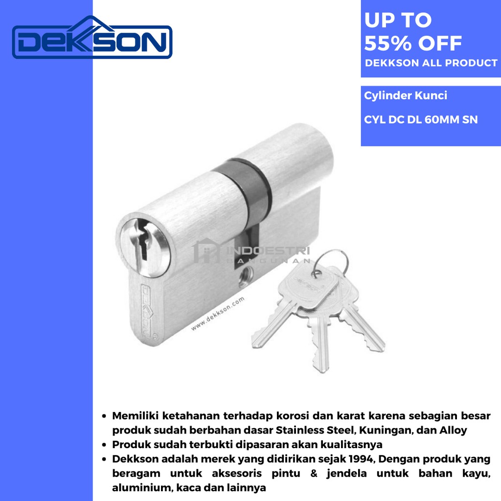 Jual Cylinder Kunci Dekkson CYL DC DL 60MM SN (Cylinder Pintu Kayu) | Shopee Indonesia