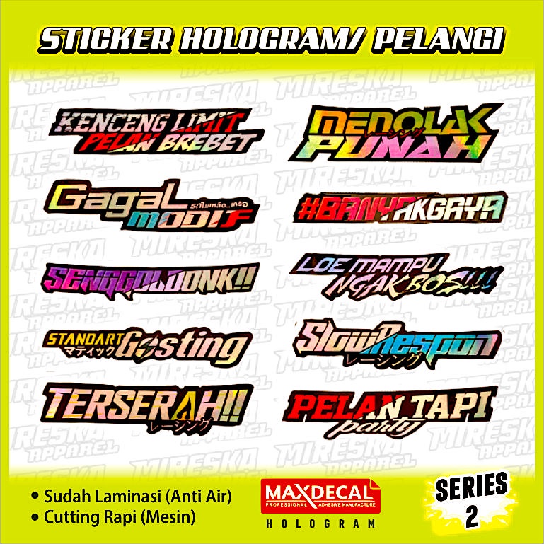 Jual Terbaru!! Stiker Viral Hologram Terlaris Racing Series 2 / Sticker ...