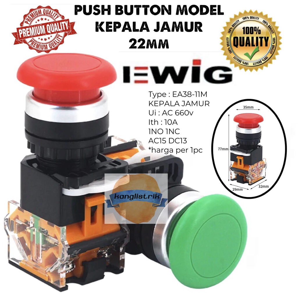 Jual PUSH BUTTON ON OFF 22mm MODEL JAMUR 10A 660V TYPE EA38-11M ...