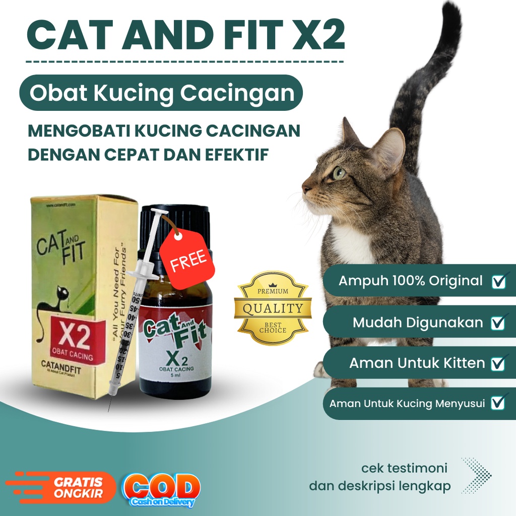 Jual obat kucing cacingan CAT AND FIT X2 obat cacing kucing aman untuk ...