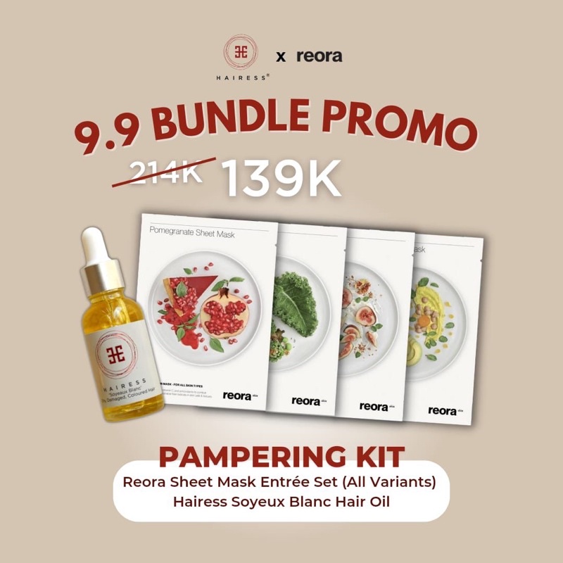 Jual HAIRESS x Reora Pampering Kit ( Entre Sheet Mask All Variants ...