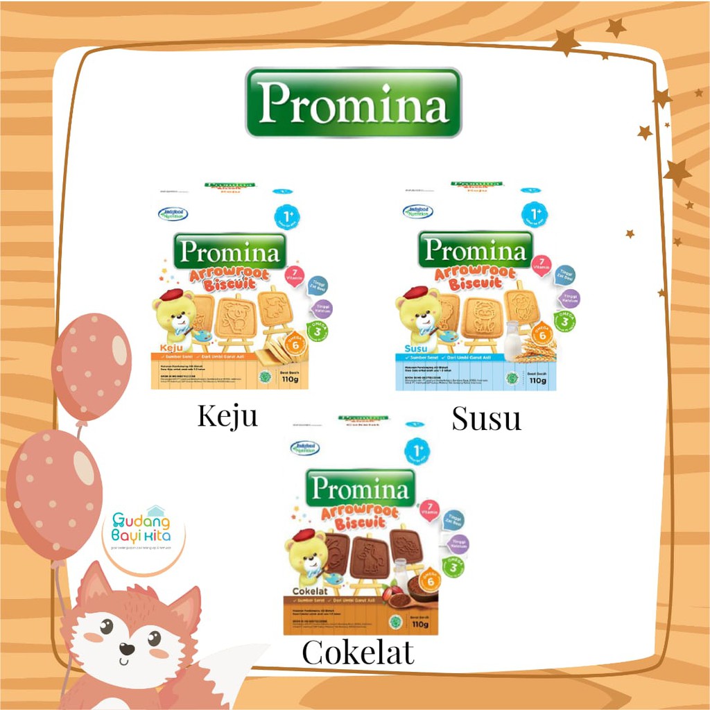 Jual Promina Cookies Arrowroot Biscuit / Biskuit Bayi / Snack bayi ...
