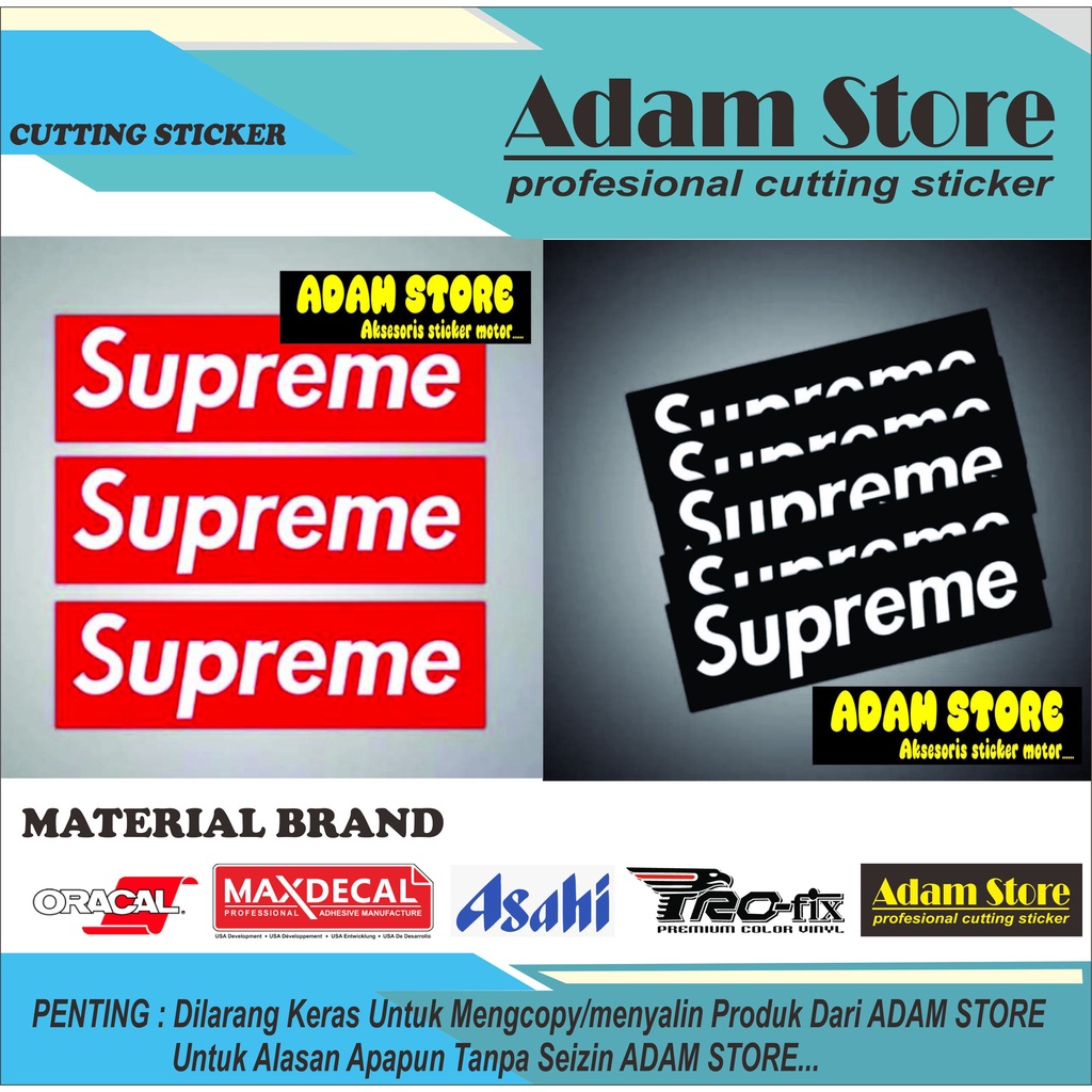 Jual Sticker stiker supreme sticker motor sticker logo supreme cutting ...