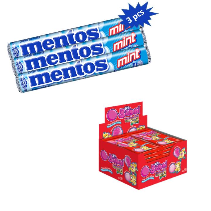Jual [Paket Permen] Mentos Perment Mint 3 x 37 gr + Big Babol Fili ...