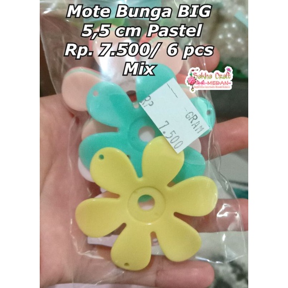 Jual Akrilik Bunga Sambung BIG 5,5 CM Pastel/ 6 Pcs (Bahan Craft Medan ...