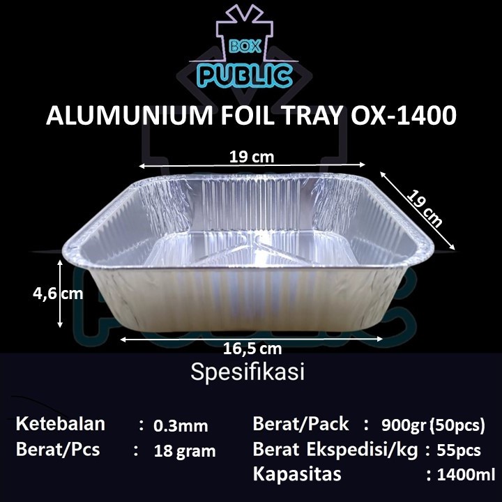 Jual 10 PCS Wadah Alumunium foil tray OX 1400 / Aluminium foil tray OX 1400 | Shopee Indonesia