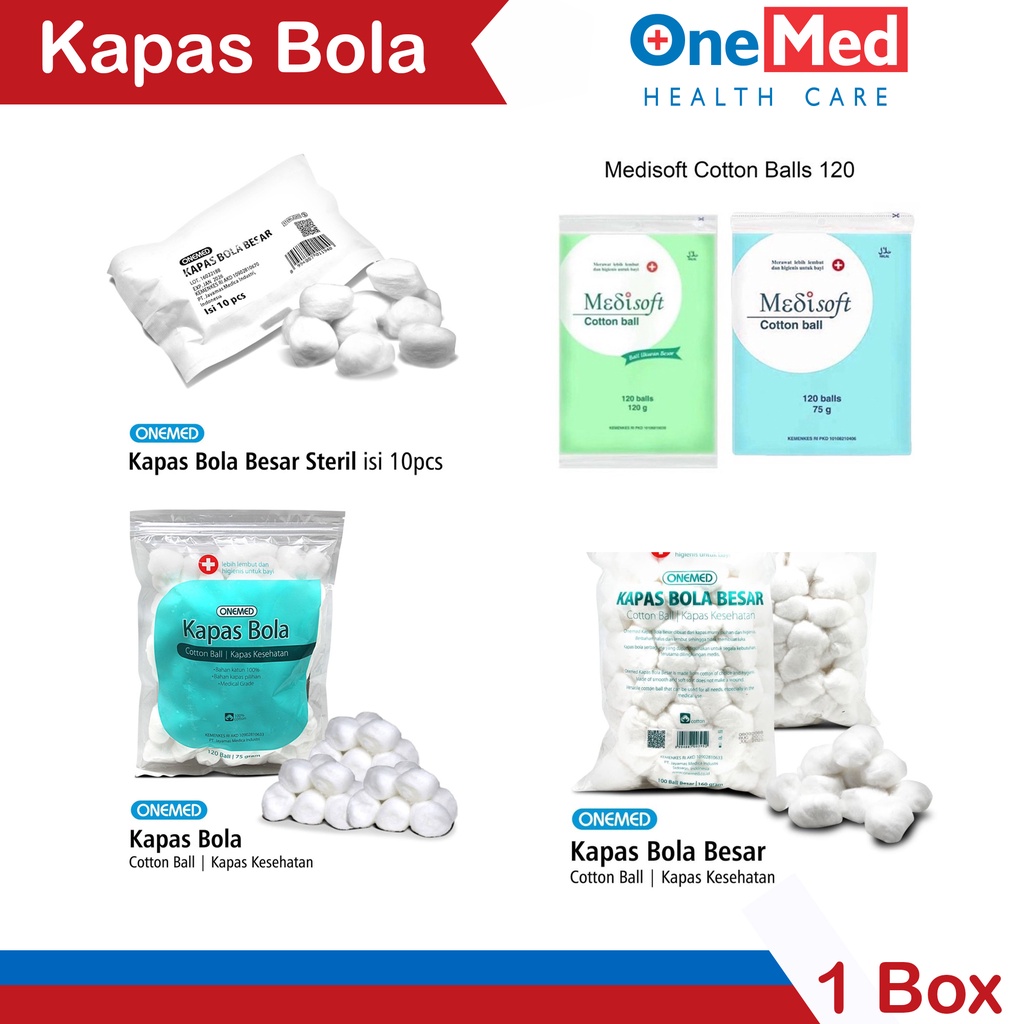 Jual Kapas Bola Steril Onemed Medisoft semua ukuran | Shopee Indonesia