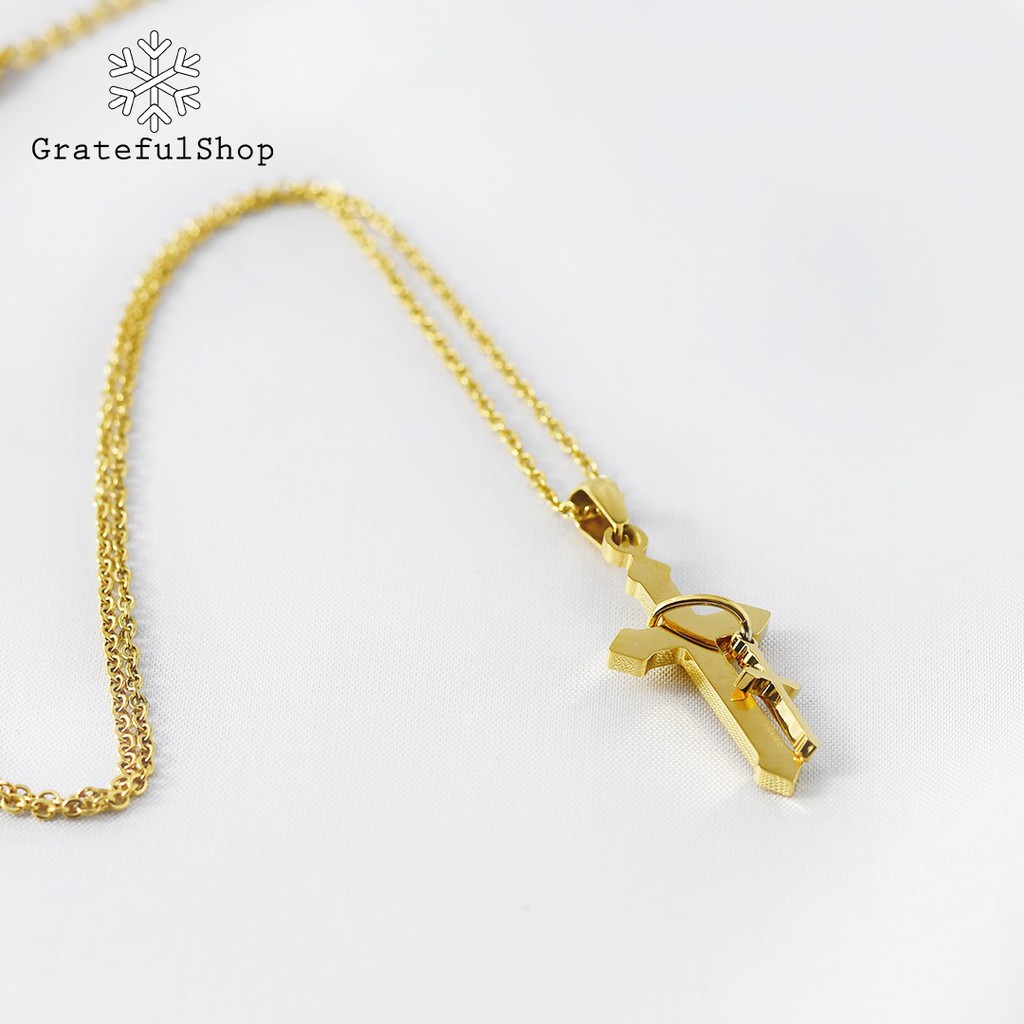 Jual Grateful - Kalung Salib Double Gold / Cross Necklace Double Cross ...