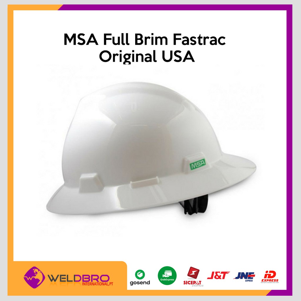 Jual Safety Helmet MSA Full Brim with Fastrac Suspension + Chinstrap ...