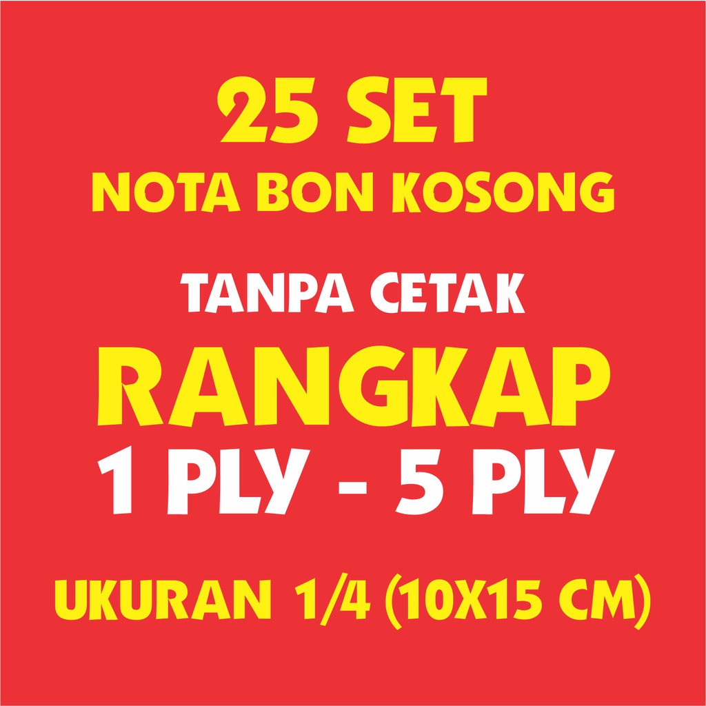 Jual BON NOTA KOSONG KOSONGAN 1 PLY/ 2 PLY/ 3 PLY/ 4 PLY/ 5 PLY UKURAN ...