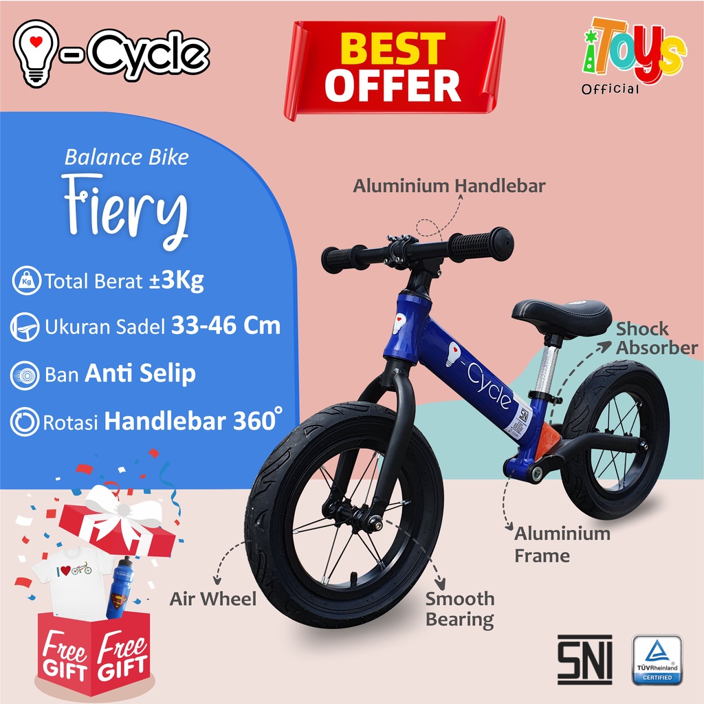 Jual Sepeda Balance Bike (Push Bike) i-Cycle PH-1906 (FIERY) Indonesia ...