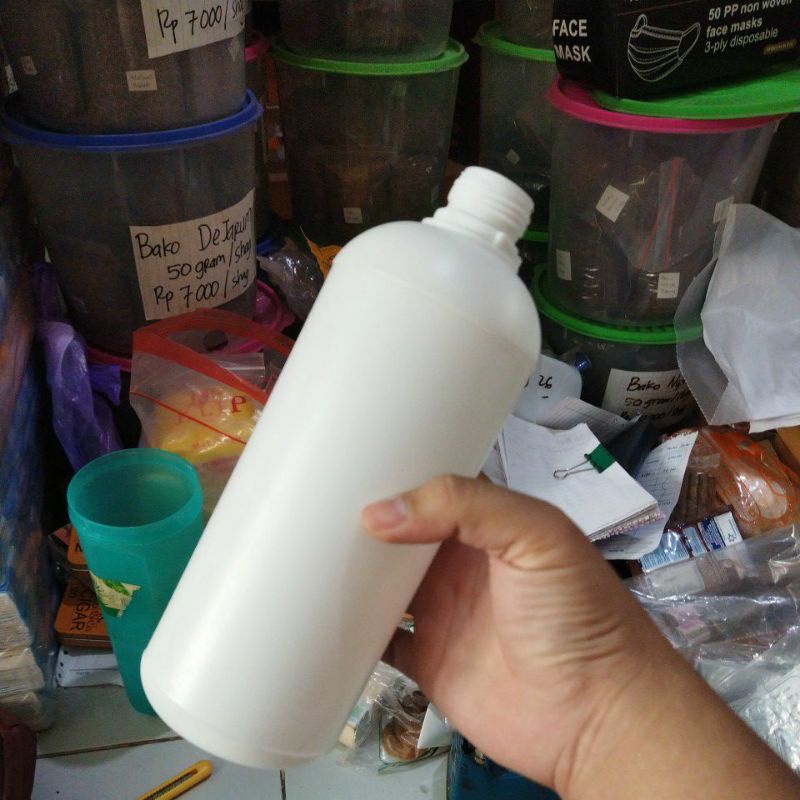 Jual botol agro labor kimia hdpe 1 liter 1000ml kuat putih doff tutup ...
