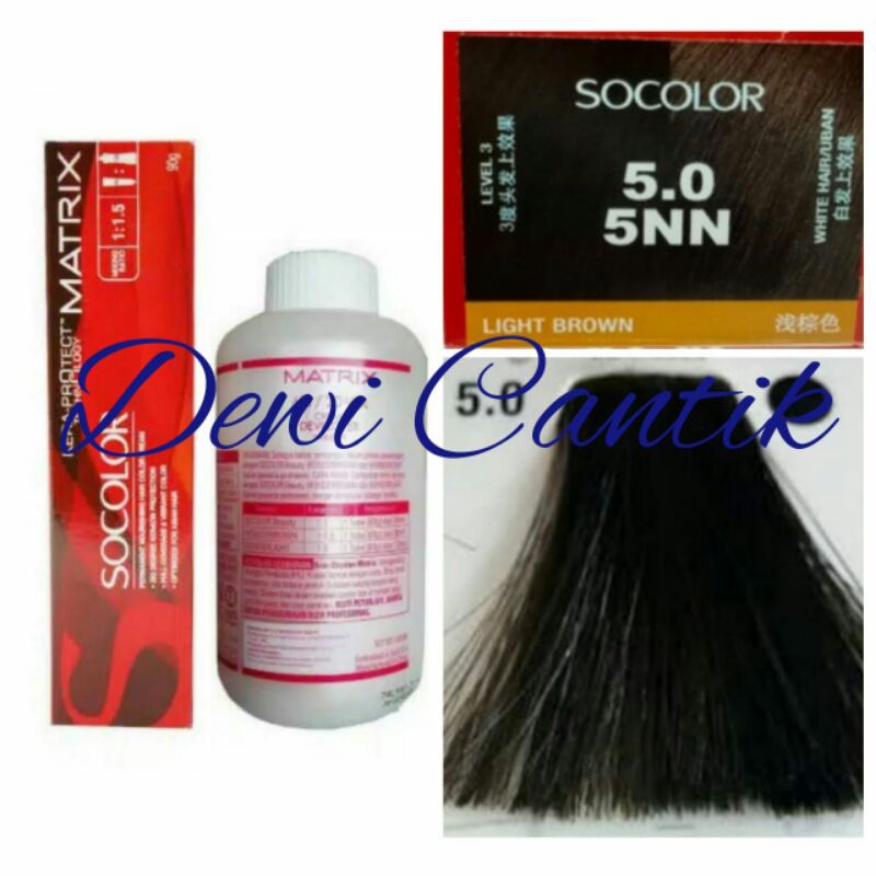 Jual MATRIX SOCOLOR NO. 5.0 LIGHT BROWN DAN OXYDANT | Shopee Indonesia
