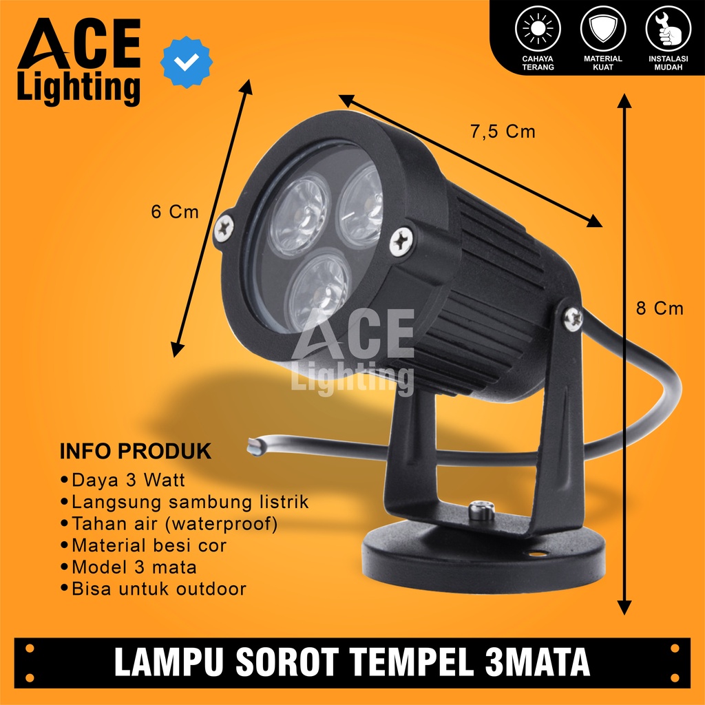 Jual Lampu sorot taman LED tempel 3w Spotlight outdoor waterproof 3 Watt | Shopee Indonesia