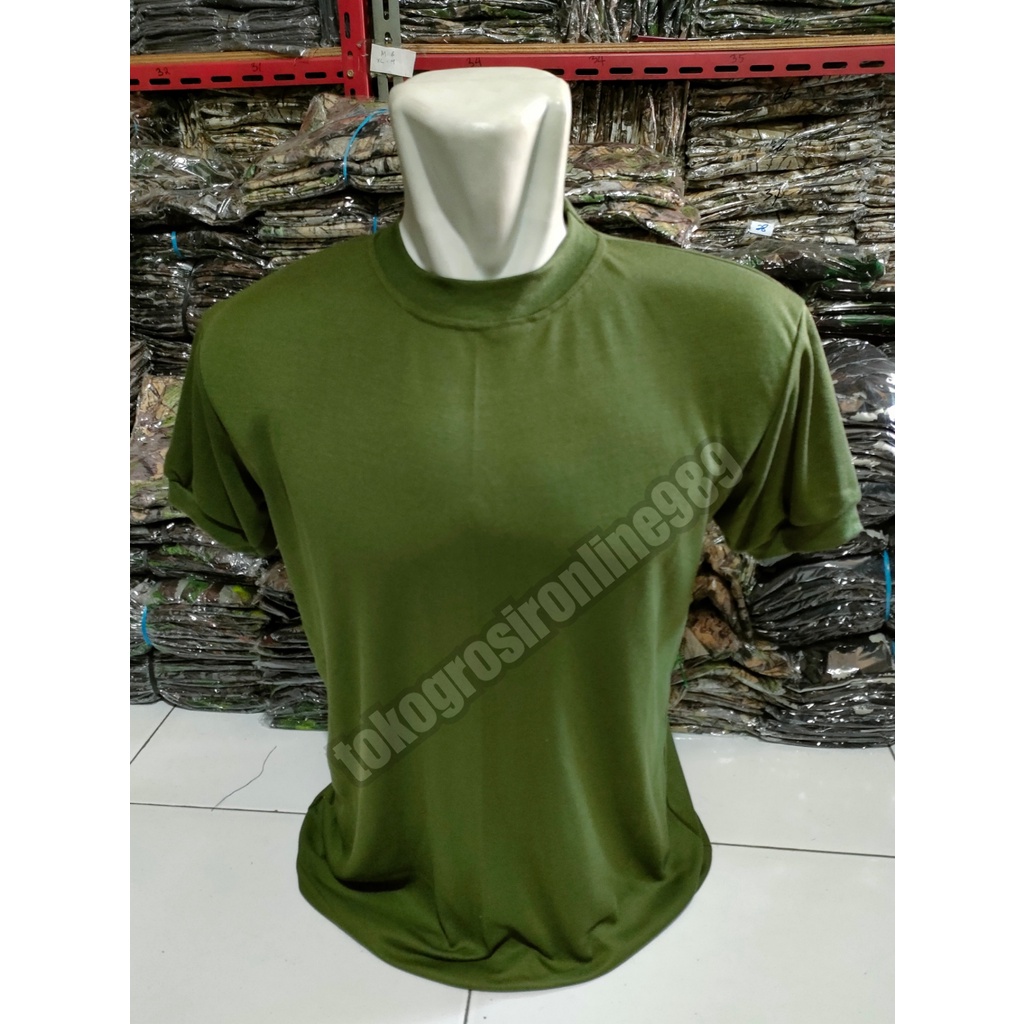 Jual Kaos polos || Kaos dalaman warna hijau army | Shopee Indonesia