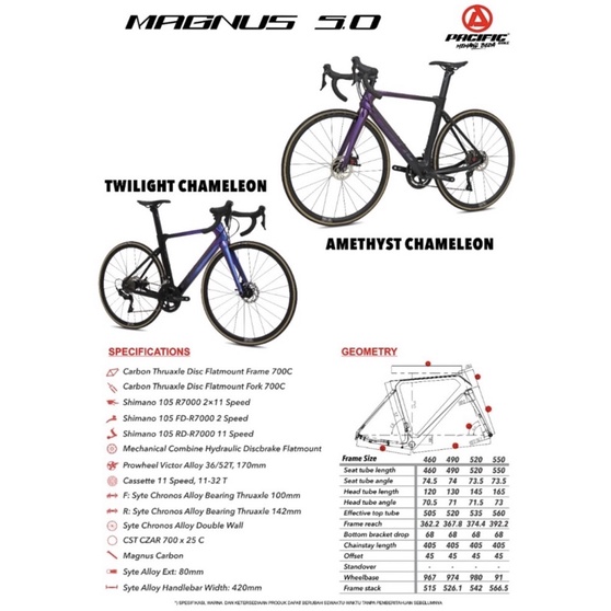 Jual Sepeda Balap Roadbike PACIFIC MAGNUS 5.0 700C Carbon Shimano 105 ...