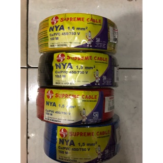 Jual Kabel listrik SUPREME NYA 1.5mm 1.5 mm kabel tunggal tembaga 1x1.5 mm 1 x 1.5mm | Shopee ...