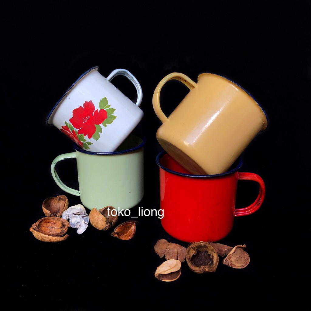 Jual Mug Enamel 7 cm / Cangkir Vintage Polos / Gelas Teh Kopi Jadul ...