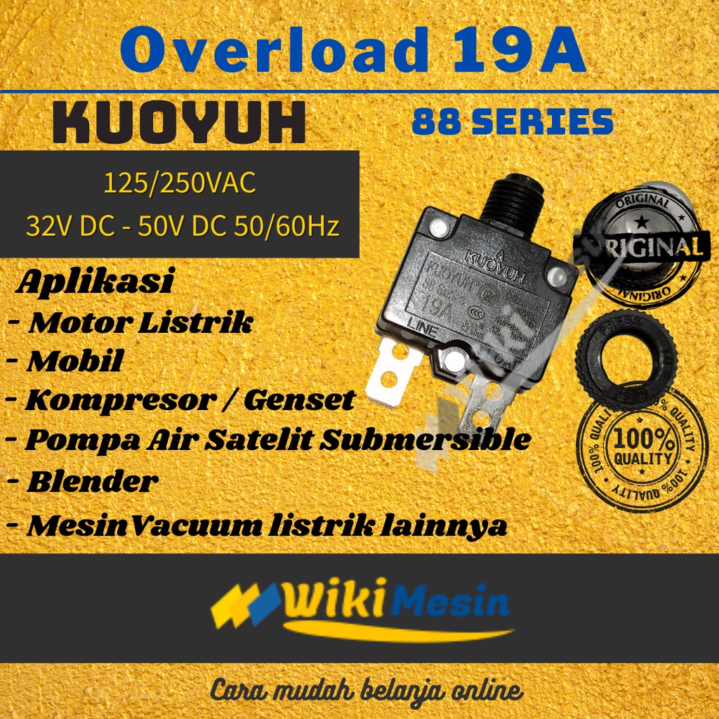 Jual Overload Thermal Protector Circuit Breaker Kuoyuh 19A 88 Seri ...