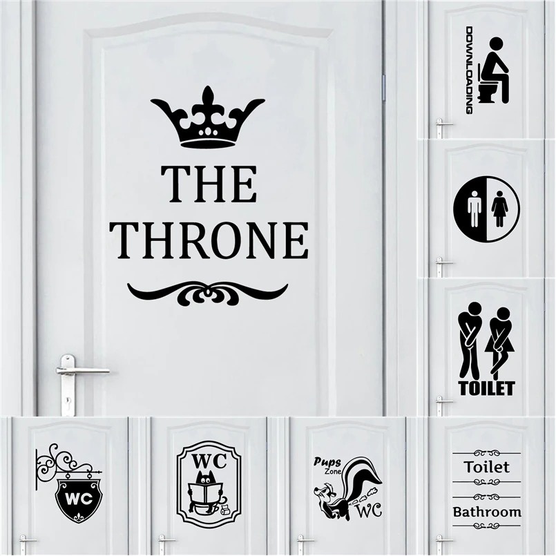 Jual Stiker Tanda Toilet Lucu Dekorasi Kamar Mandi Stiker Rumah Poster ...