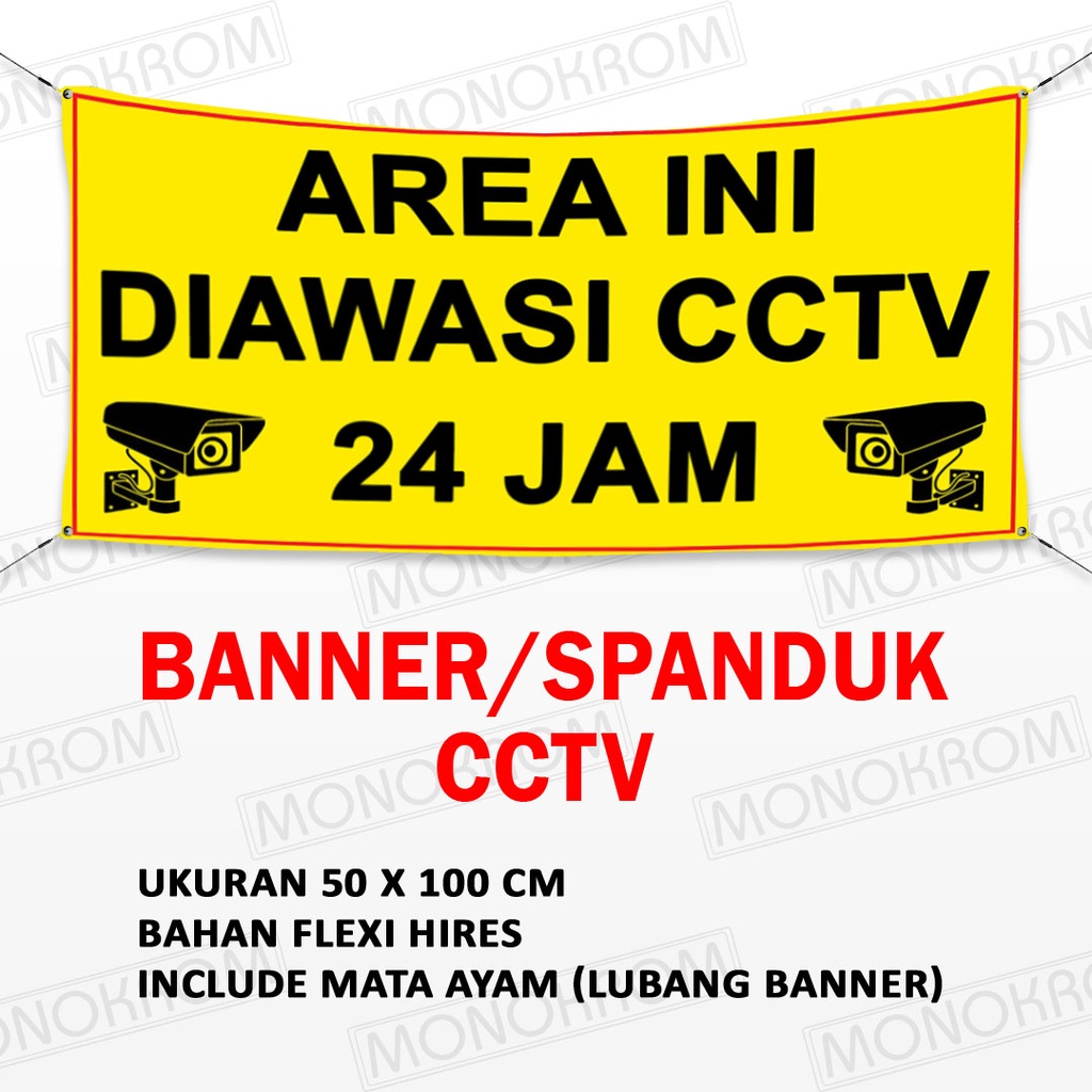 Jual BANNER / SPANDUK AREA INI DIAWASI CCTV Indonesia|Shopee Indonesia