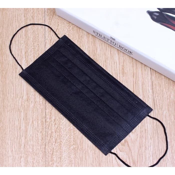 MASKER HITAM / BLACK MASK DISPOSIBLE / GAYA KOREA KPOP | Shopee Indonesia