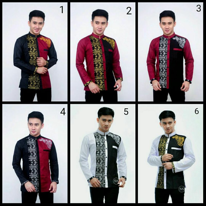 Jual Koko Batik Fashion Muslim Kombinasi C07 Al Haramain Koko Kombinasi ...